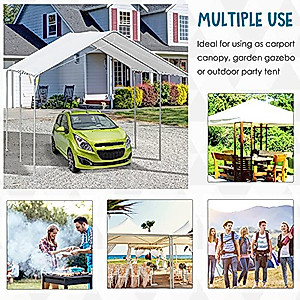 Outsunny 10'x20' Carport Heavy Duty Galvanized Car Canopy with Included Anchor Kit, 3 Reinforced Steel Cables, White