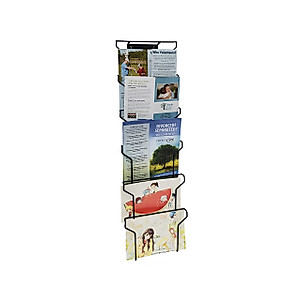 FixtureDisplays® Wall Mount Greeting Card Post Card Display Wire Rack Black Horizontal Landscape 7x5" Cards Pocket 7.8" Wide 6 Pockets 11714-NF
