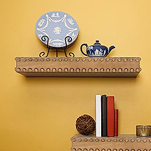 American Art Decor Small Rustic Beaded Wood Decorative Floating Wall Mounted Shelf - Natural - 24.75" L x 3" H x 9.5" D