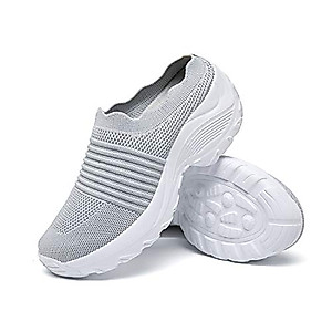INMINPIN Women's Slip-on Mule Sneakers Lightweight Breathable Casual Shoes Platform Outdoor Clog Slippers,Grey,8.5 US Women