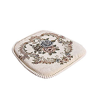 Happiness Decoration Chair Cushion Covers with Ties for Dining Chair Pads Set of 4 Linen Thick Non Slip U Shaped Seat Cushions for Kitchen Living Room Office Chair Decor Washable 17"x 16" (Red A, 4)