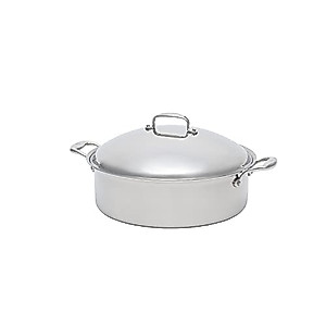 Heritage Steel 8 Quart Rondeau with Lid - Made in USA - Titanium Strengthened 316Ti Stainless Steel with 5-Ply Construction - Induction-Ready and Fully Clad