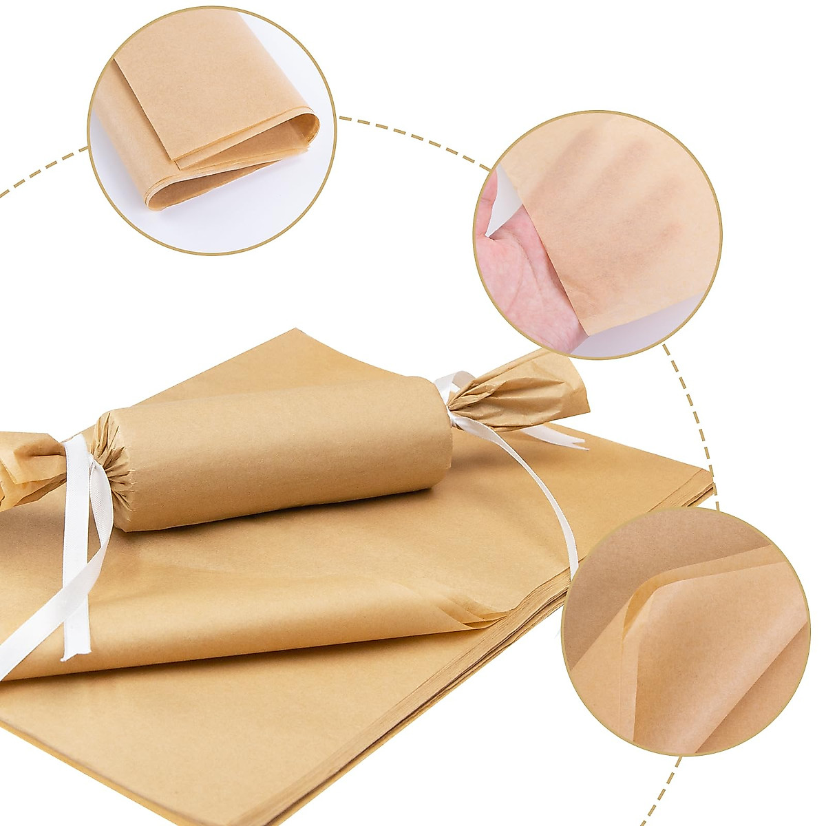 Koogel 120 Sheets Kraft Tissue Paper Bulk, Tissue Paper Gift Wrapping 14 x 20 Inch Brown Rustic Art Paper for DIY Project Birthday Holiday Crafts Decor Acid Free