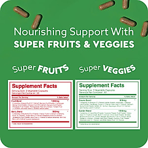 Feel Great Fruit and Vegetable Supplements | 20+ Super Reds & Greens for Natural Energy Support | Vegan Fruit and Veggie Vitamins | 2 Pack of 90 Count Each