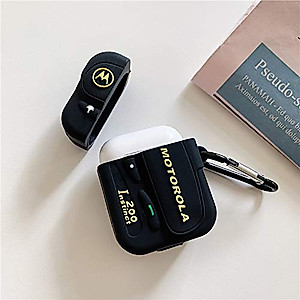 BONTOUJOUR Case Compatible with AirPods Pro, Creative Classical Black Vintage Beeper Pager Shape TPU Silicone Cover Case Protective Skin for AirPods Pro +Hook