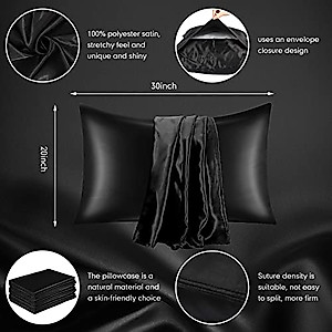 30 Pack Silk Pillowcase Bulk Satin Pillow Cases Set for Hair and Skin 20x30 Inch Queen King Size Bulk Pillow Case Silky Washable Cooling Pillow Cover with Envelope Closure for Bedding Sleeping (Black)