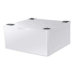 SAMSUNG 27-Inch Washer Dryer Pedestal Stand w/ Pull Out Laundry Storage Drawer, Stainless Steel, WE402NW/A3, White