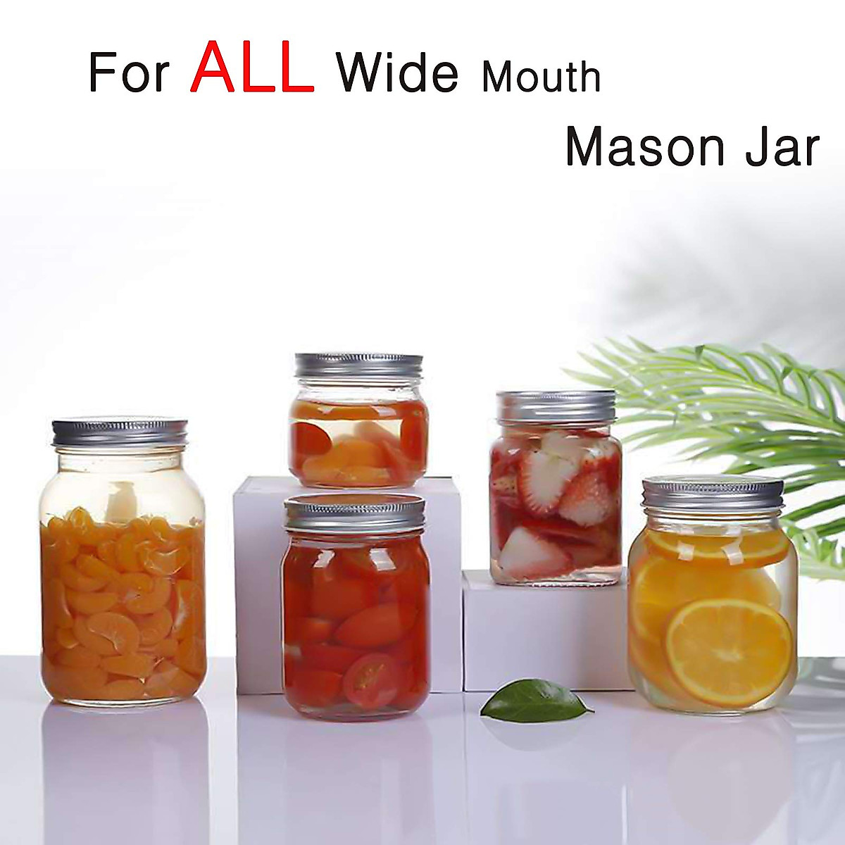 48Pcs Wide Mouth Canning Lids and Rings Mason jar lids Reusable Leak Proof Split-Type Silver Lids with Silicone Seals Rings (86mm)