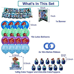 Black Mermaid Ariel Birthday Party Supplies,Little Mermaid Birthday Party Decorations