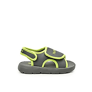 Hurley Maddy Kids' Sandals - Lightweight and Breathable Open-Toe Shoes for Boys and Girls, Perfect for Beach, Pool, and Outdoor Adventures, with Non-Slip Sole and Adjustable Straps for Comfortable and Secure Fit (GREY/NEON, us_footwear_size_system, toddle