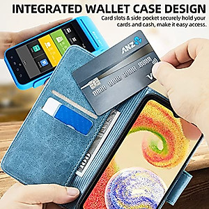 Oduio Wallet Case for Samsung Galaxy A04 6.5" Premium PU Leather Flip Folio Case with RFID Blocking Card Slots Magnetic Closure Stand Soft TPU Shell Phone Cover, Blue