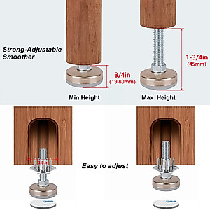 Heavy Duty Furniture Levelers 3/8''-16 Thread w/ T-Nut Kit Furniture Leveling Feet Adjustable Furniture Levelers for Tables,Cabinets,Chairs,Workbench,Sofa and More,Large Base Supports 1320LBs-Set of 4