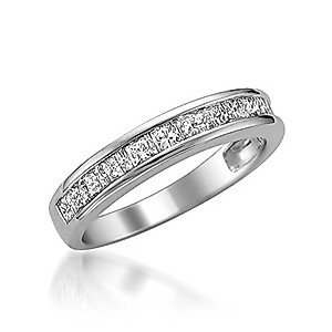 Platinum Princess-cut Diamond Bridal Wedding Band Ring (1 cttw, G-H, VS2) in Size 6