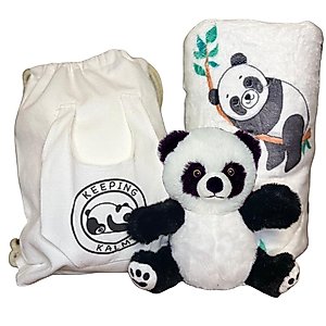 Panda Gifts, Microwavable Stuffed Animal (Jr Size), Panda Toys, Panda Blanket, Drawstring Bookbag for Kids, Heatable Plush Animals, Panda Baby Stuff, Stuffed Animal Blanket Set