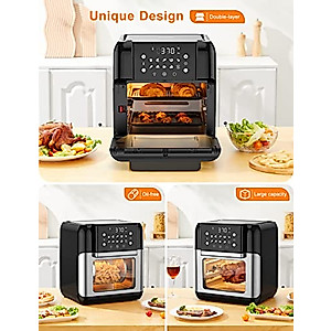 Innsky 10.6 Quart Air Fryer Oven with Rotisserie & Dehydrator, 【Patent & Safety Certs】10-in-1 Air Fryers Toaster Oven Combo, Airfryer Countertop Oven, 6 Accessories, 32+ Recipes, ETL Certified, 1500W