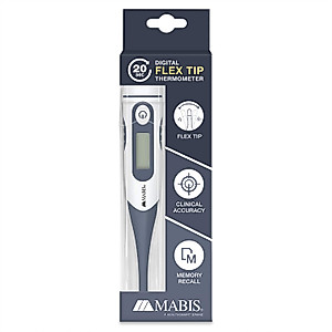 MABIS Digital Thermometer for Babies, Children and Adults for Oral, Rectal or Underarm Use, Blue, 20 Sec