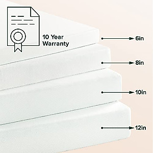 Zinus 10 Inch Green Tea Memory Foam Mattress / CertiPUR-US Certified / Bed-in-a-Box / Pressure Relieving, Full,White
