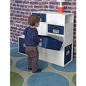 Niche Cubo Set of 2 Half-Size Foldable Fabric Storage Bins- Blue