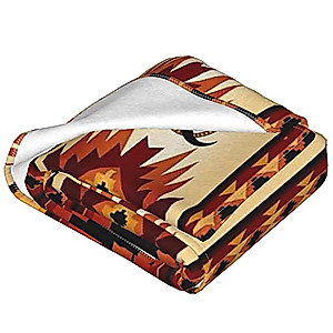Western Aztec Ultra-Soft Flannel Fleece Blanket Art Print Throw for Couch/Living Room/Warm Winter Cozy Plush Throw Blankets for Adults Or Kids