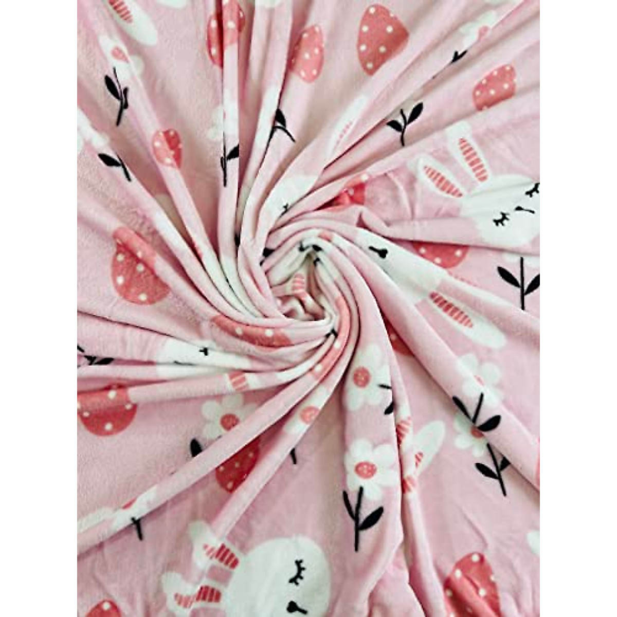 Serafina Home Easter Spring Velvet Fleece Throw Blanket: Spring Bunnies Enjoy Frolicking in The Flowers Fun, Accent for Couch Sofa Chair Bed or Dorm (Spring Bunnies)