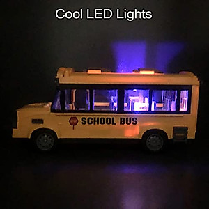 KNACKTOYZ RC School Bus - Remote Control Car Vehicles, 2.4G Opening Doors City Bus Toy Classic Baby Bus, Remote Control Car with LED Lights School Bus Toy, Gift for Children Kids Boys Girls Age 3-6