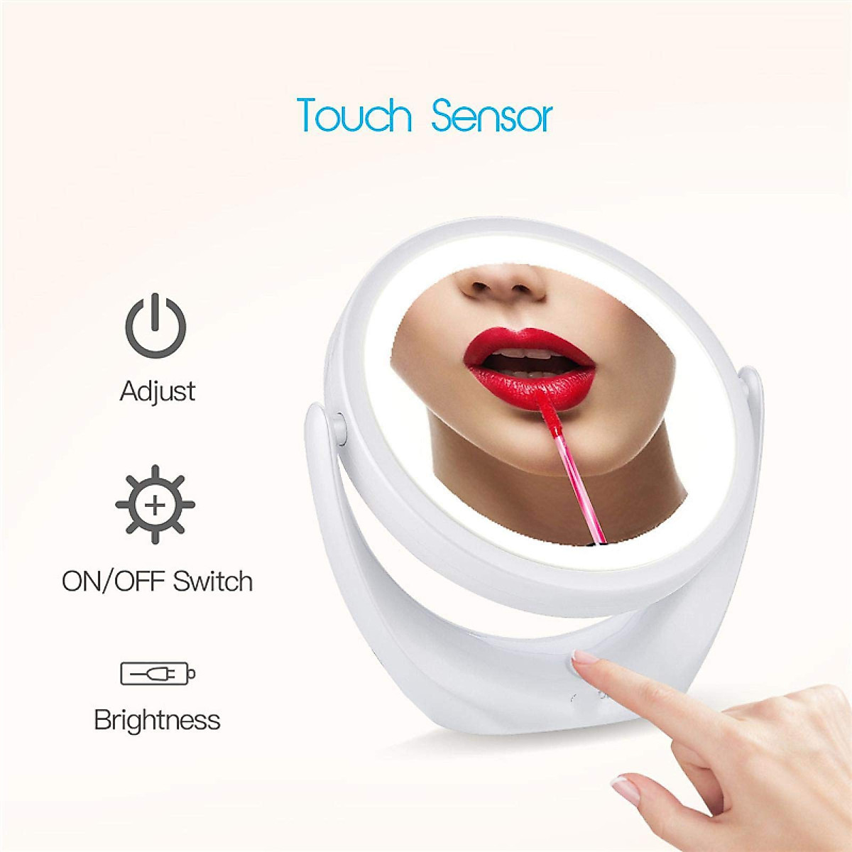 FQYYDD Illuminated Makeup Mirror Usb Rechargeable Makeup Lamp Mirror Double-Sided Mirror