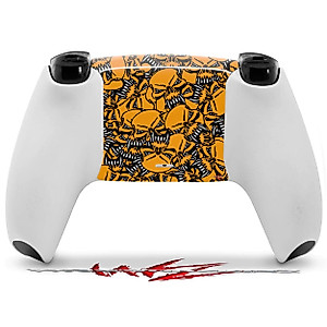 WraptorSkinz Skin Wrap compatible with Sony PS5 DualSense Controller Scattered Skulls Orange (CONTROLLER NOT INCLUDED)