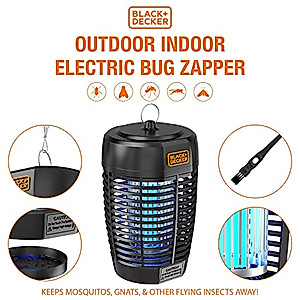 Black + Decker Bug Zapper- Mosquito Repellent Outdoor & Fly Traps for Indoors- Mosquito Zapper & Fly Killer- Gnat & Moth Traps for Home, Deck, Garden, Patio & More