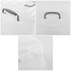 Hommp 8 L Clear Plastic Storage Box, Plastic Latching Box with Lid, 2-Pack