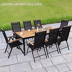 Haquatisol Outdoor Dining Table for 8 Person, Patio 75“ Rectangular Aluminum Metal Long Table with Woodlike Tabletop for Garden, Lawn, Yard