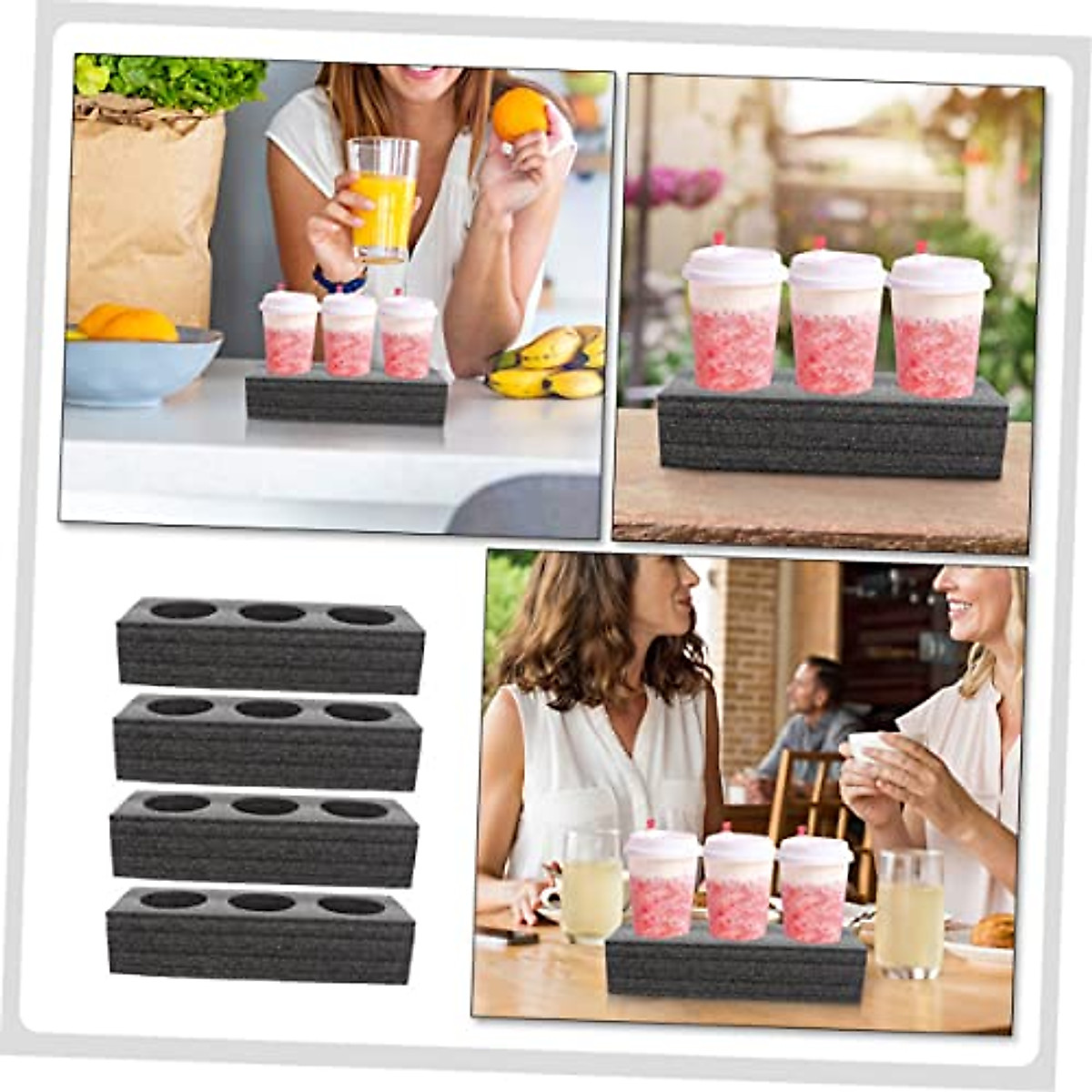 8 Pcs Milk Tea Drink Cup Holder Door Dash Supplies Car Cup Tray Beverage Carrier Cup Drink Carrier Tool Trays Coffee Cup Rack Outdoor Cup Tray Compost Pearl Cotton Porous re-usable