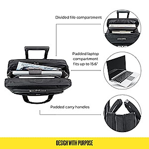 Solo Carnegie Rolling Laptop Bag, Black