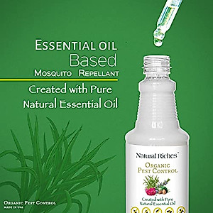 Natural Riches Organic Bug Spray Mosquito Repellent for Kids Insect Repellent for Flies Ticks Outdoor Indoor W/Essential Oils Campers Homes Kitchens Ants Spider Roach Pet Family Safe 16oz