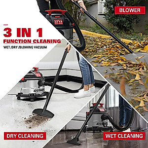 ECOMAX Wet Dry Vac 5 Gallon, 4 Peak HP, Portable Stainless Steel Shop Vacuum Wet/Dry with Powerful Suction-85 CFM, 3-in-1 Wet/Dry/Blow, Shop Vacuum for Home, Workshop, Jobsite, EM18115