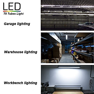 FALANFA R17D 8 Foot Bulb Light,270 Degree V Shaped LED Replacement for Fluorescent Fixtures,T8 6000K Cool White,Clear Cover,85V-265V, Dual-Ended,Rotatable HO Base (Pack of 12)