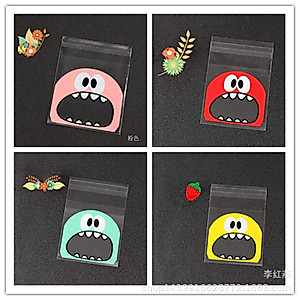 Yssreey 400 Pcs Cute Cookie Bags Resealable Gift Bags, 4 x 4 Inches Self Sealing Cellophane Bags for Kids Party Packaging Cookies Gifts Favors Products Candy