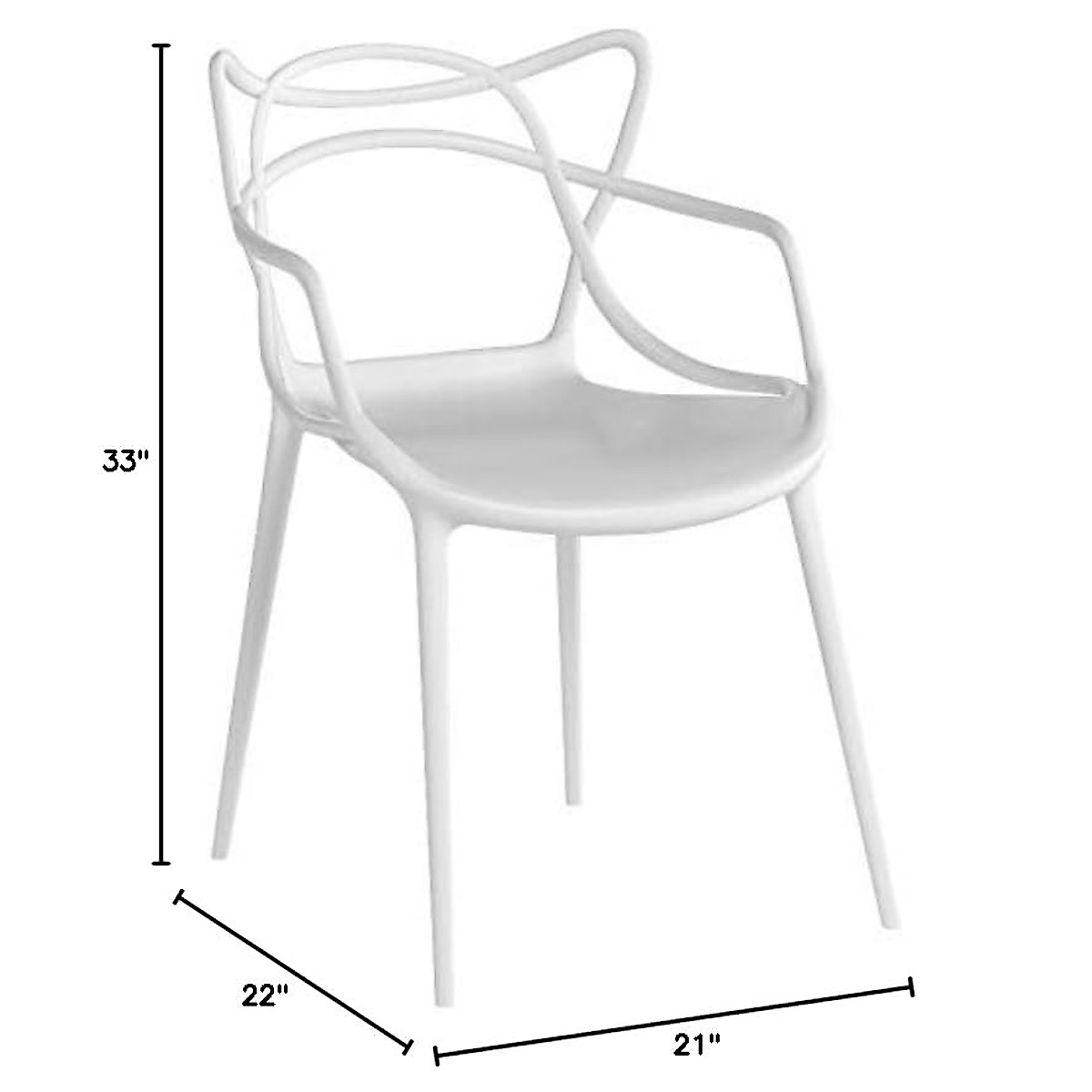 Mod Made Mid Century Modern Molded Plastic Loop Chair (Set of 2), White