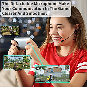 VersionTECH. Gaming Earbuds with Mic, In-Ear Gaming Headphones Wired with Microphone Dual Audio Drivers Noise Cancelling Stereo Bass Compatible for PC/PS5/PS4/Xbox/Nintendo/Switch/Mobile 3.5mm Aux-Red