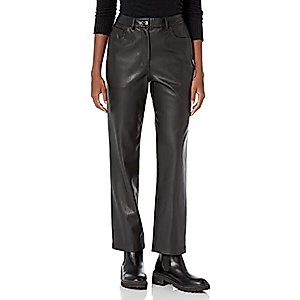 The Drop Women's Jack Vegan Leather Straight Leg, Black, 26
