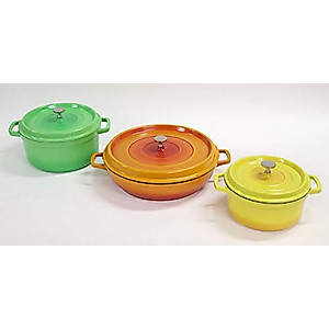 GET Heiss CA-011-G/BK Cast Aluminum Dutch Oven, 2.5 Quart, Round, Green