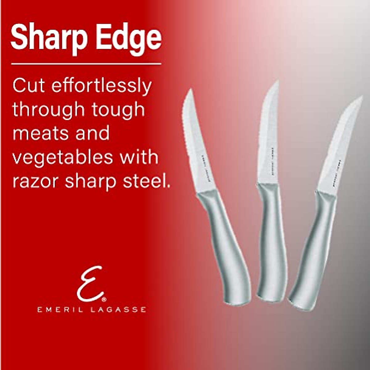 Emeril Lagasse 4-Piece 4.5” Stainless Steel Steak Knife Set - Slice Effortlessly through Fruits, Meats, & Veggies