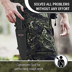 Bundle of 2 Items - Pocket Knife - Japanese Utility Knives with Sheath - Small Black Fixed Tactical Hobby Work Mini Knofe for Men Women - Best EDC Survival Camping Hiking Military Tool Sharp - Gifts