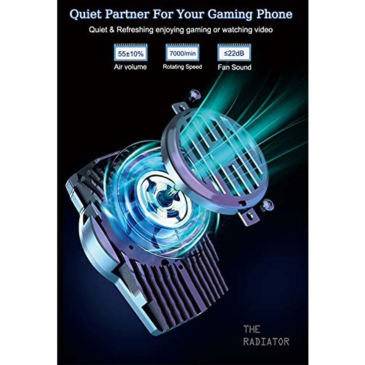 Phone Cooler for iPhone, Gaming Phone Cooling Accessories, Phone Fan Radiator for Phone Width from 2.6" to 3.5", Cell Phone Game Semiconductor Heatsink for Gaming, Live Streaming, Watch Videos -Black