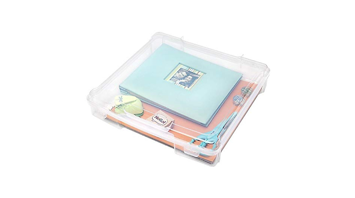 IRIS USA Portable 12x12 Scrapbook Storage Case - Clear