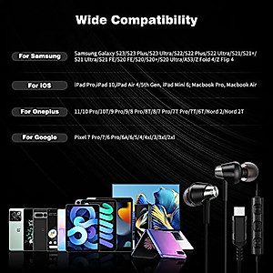 ACAGET USB C Earbuds for Galaxy S23 Ultra, Wired USB Type C Headphones with Mic Noise Cancelling Setero Earphones Magnetic in-Ear Headset for Samsung A53 S22 Plus S21 FE Pixel 7 6A OnePlus 11 10 Pro 9