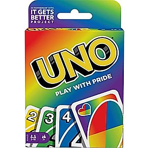 Mattel Games UNO Play with Pride Card Game with 112 Cards and Instructions, Great for Ages 7 Years Old & Up