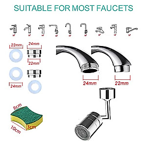 2 Mode 720 Degree Swivel Universal Faucet Splashback Sink Attachment, Kitchen and Bathroom Faucet Extender, Faucet washface Adapter（1pcs）