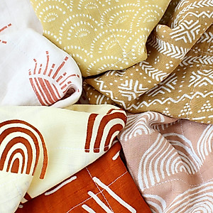 LifeTree Baby Muslin Washcloths, Soft 6 Pack Baby Wash Cloths Unisex for Boys Girls, 70% Viscose from Bamboo and 30% Cotton Bath Face Towels, Bibs for Newborn with Sensitive Skin, 10.2x10.2 inches