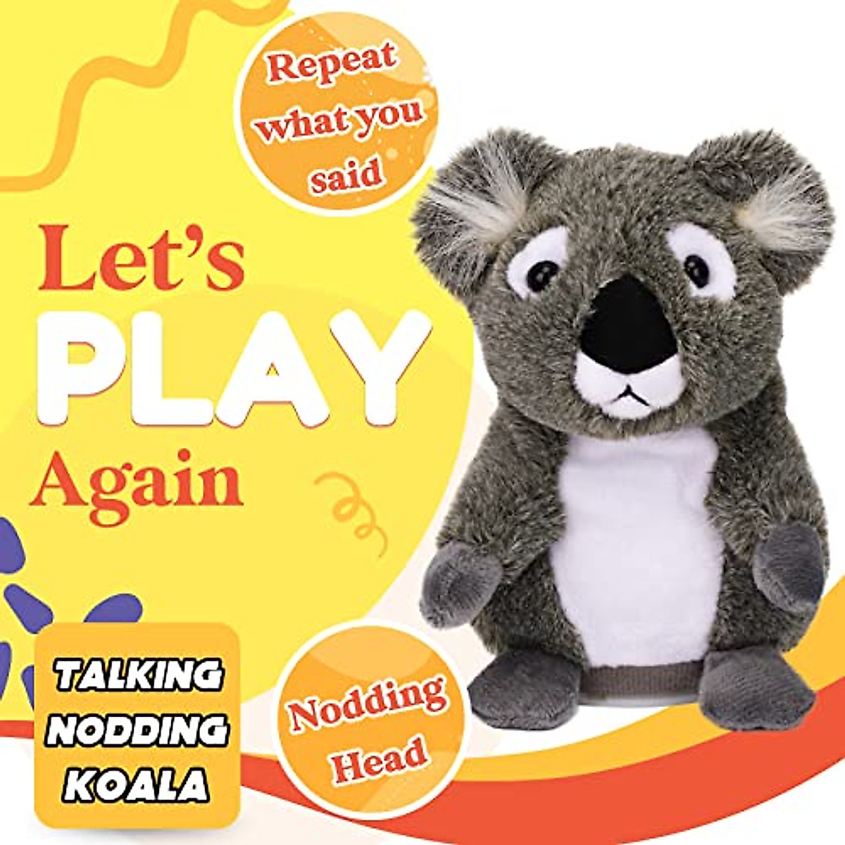 Cuteoy Talking Koala Stuffed Animal Repeats What You Say Shaking Electric Plush Toy Interactive Animated Toys Speaking Mimicking Plush Birthday Easter Gifts for Boy Girl 7"