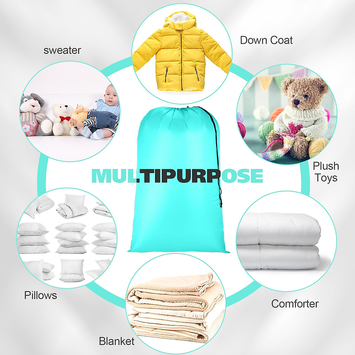 Aliceset 36 Pieces Travel Laundry Bags Extra Large Laundry Bag 29 x 40 Inch Dirty Clothes Travel Bag with Drawstring Slip Lock Closure for College, Dorm and Apartment Dwellers Storage, 36 Colors